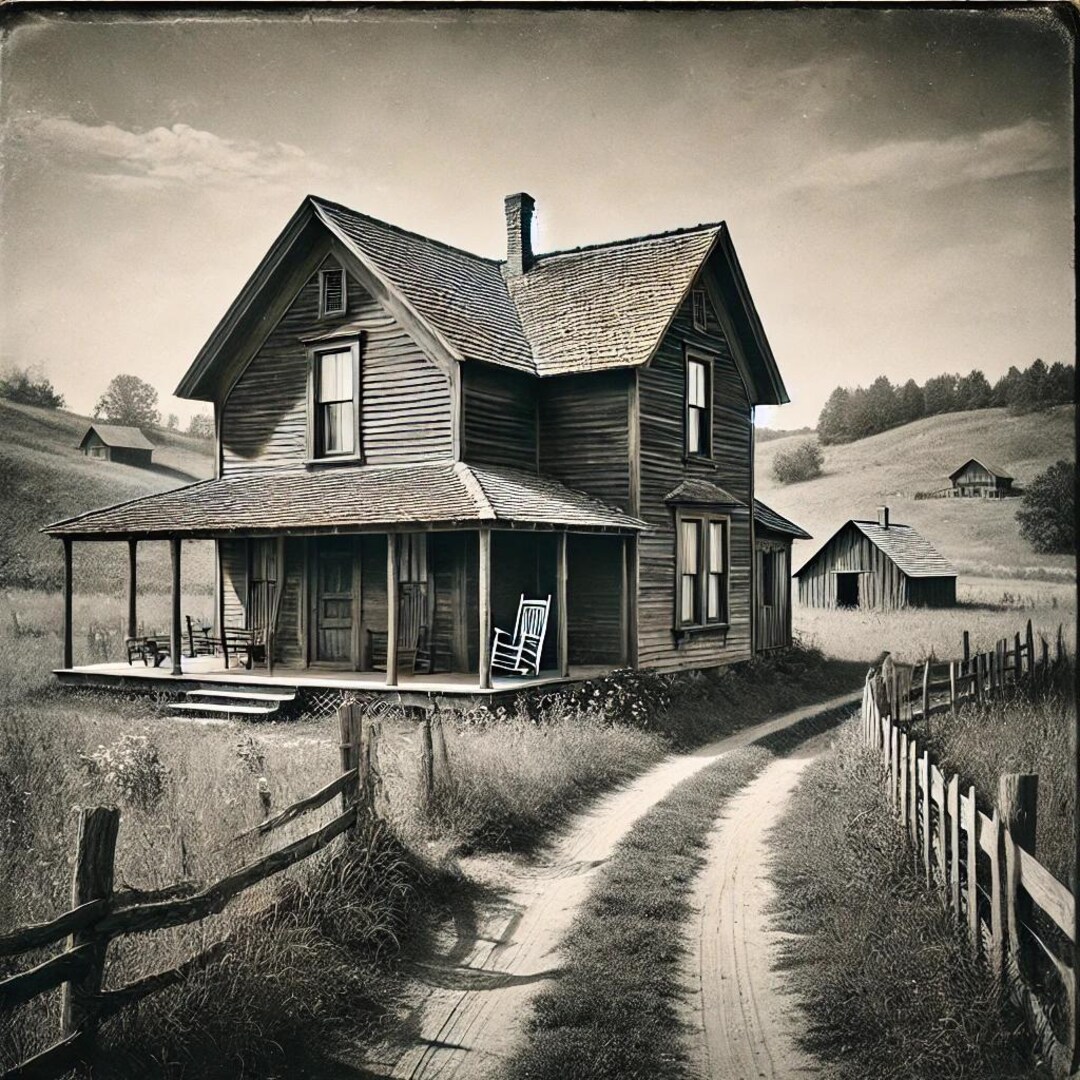 Vintage 50s Farm House Printable Painting - Etsy