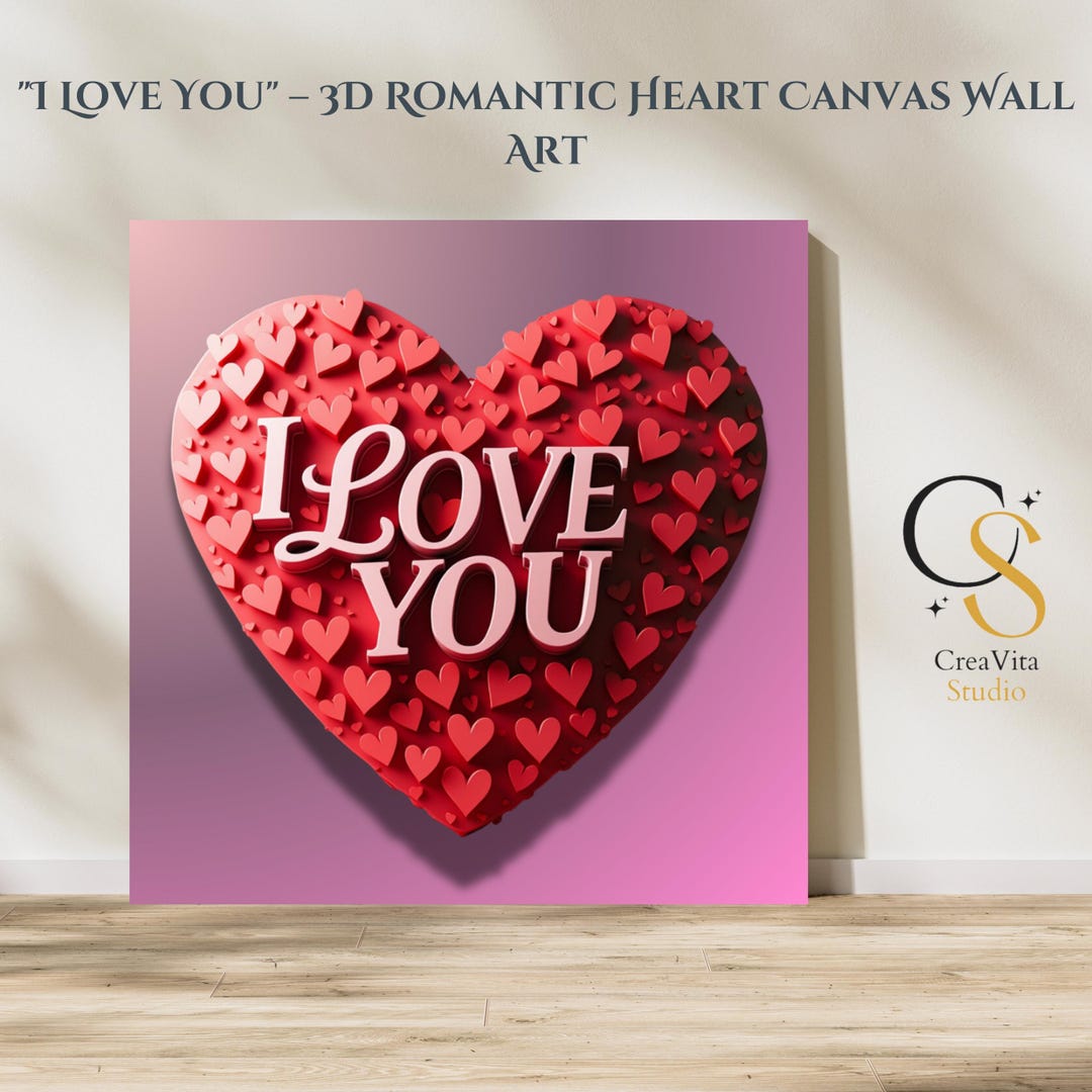 I Love You 3D Romantic Heart Wall Art Valentine Gift Anniversary Décor ...