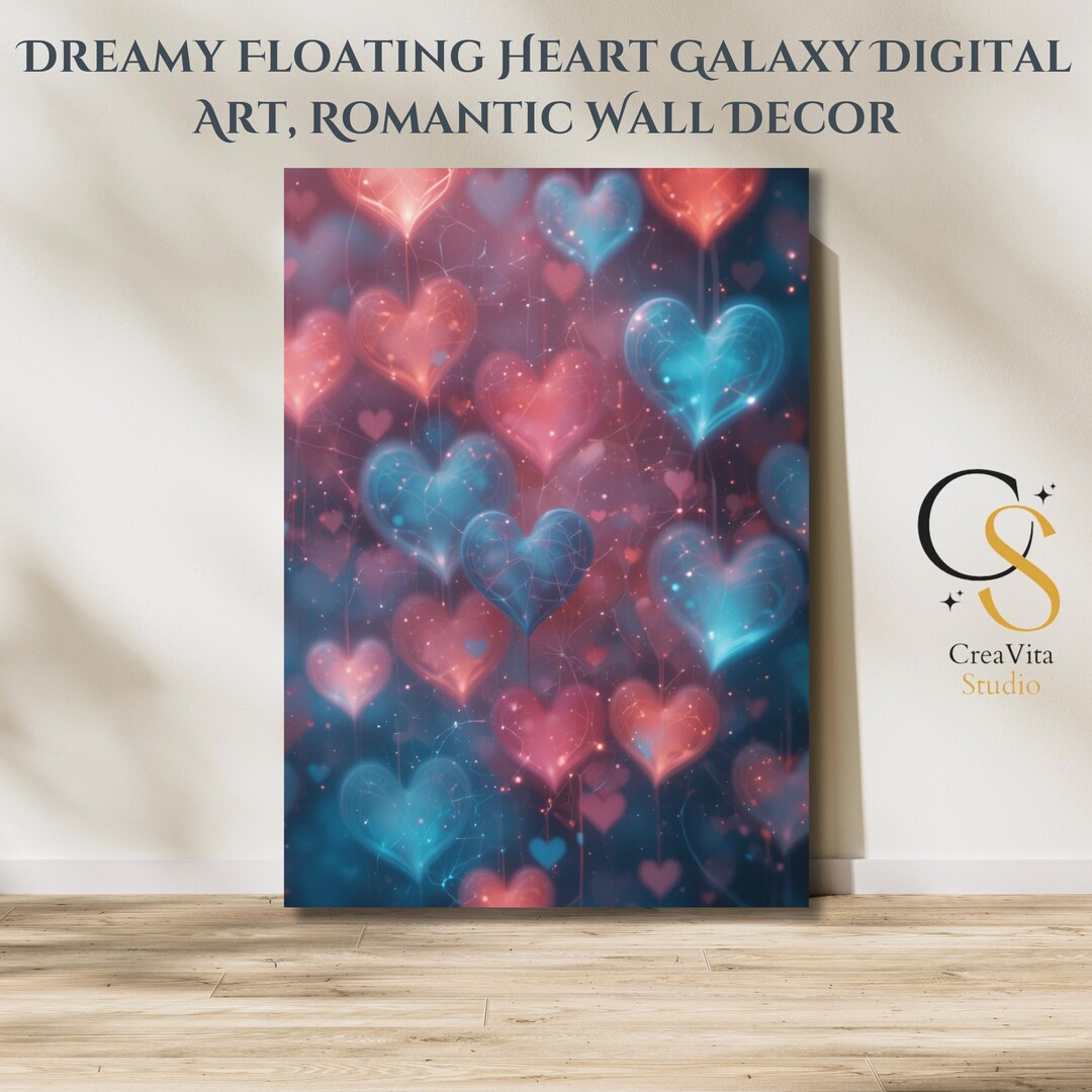 Celestial Love Dreamy Floating Heart Galaxy Art Romantic Wall Décor ...