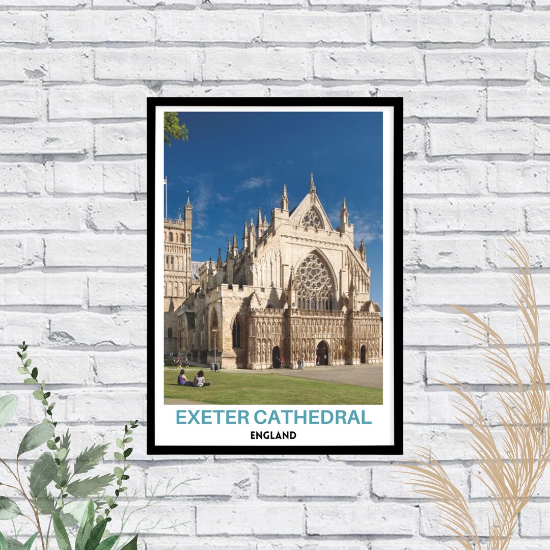 Exeter Cathedral Rolled Poster, Vintage Wall Art Print, Home Decor ...