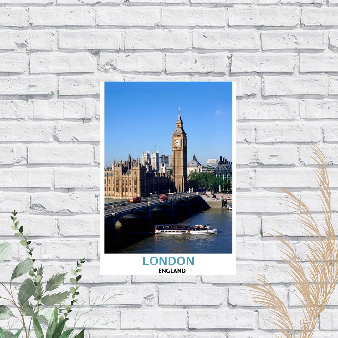 Vintage London Skyline Poster: Travel Wall Art - Etsy