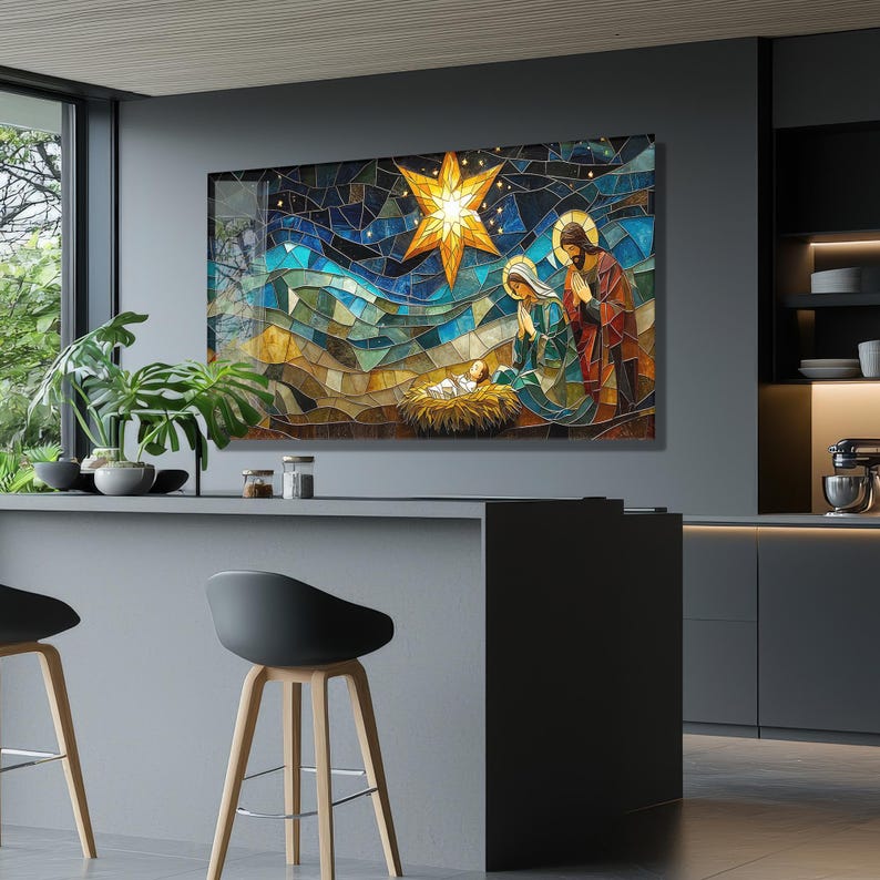 Tempered Glass Holy Family Wall Art: Christmas Nativity Scene - Etsy