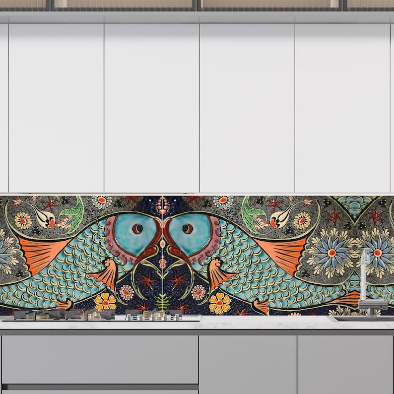 Tempered Glass Mosaic Fish Wall Art | Vibrant Ocean Decor - Etsy UK