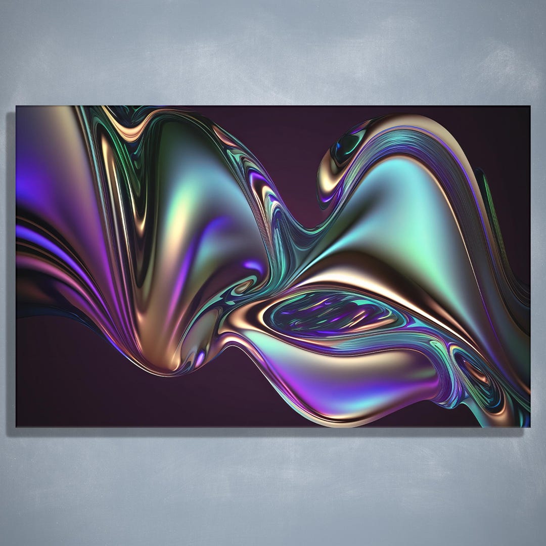 Iridescent Abstract Tempered Glass Wall Art | Holographic Home Decor - Etsy