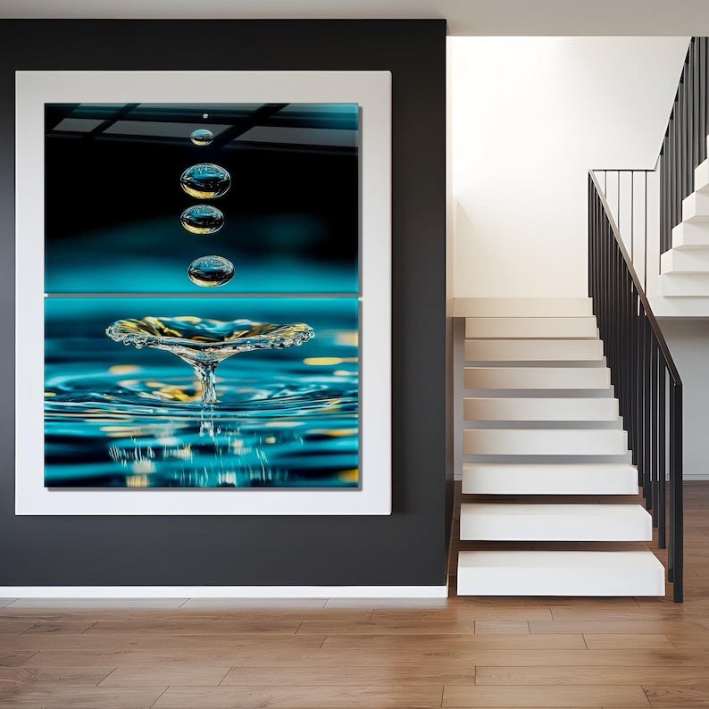 Turquoise Splash Water Droplet Tempered Glass Wall Art – Aqua Spa ...