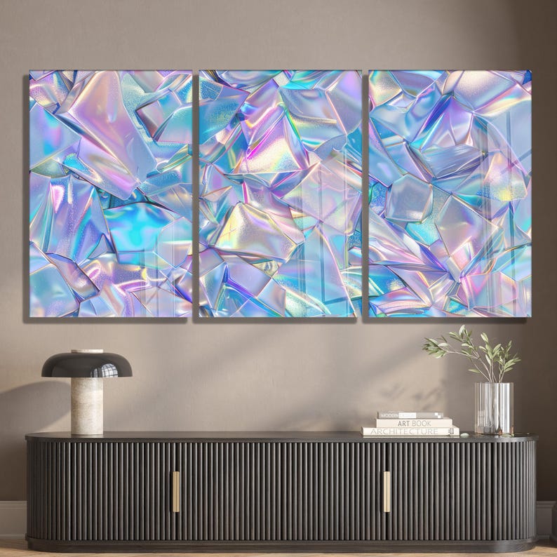 Iridescent Tempered Glass Wall Art – Rainbow Holographic Design - Etsy