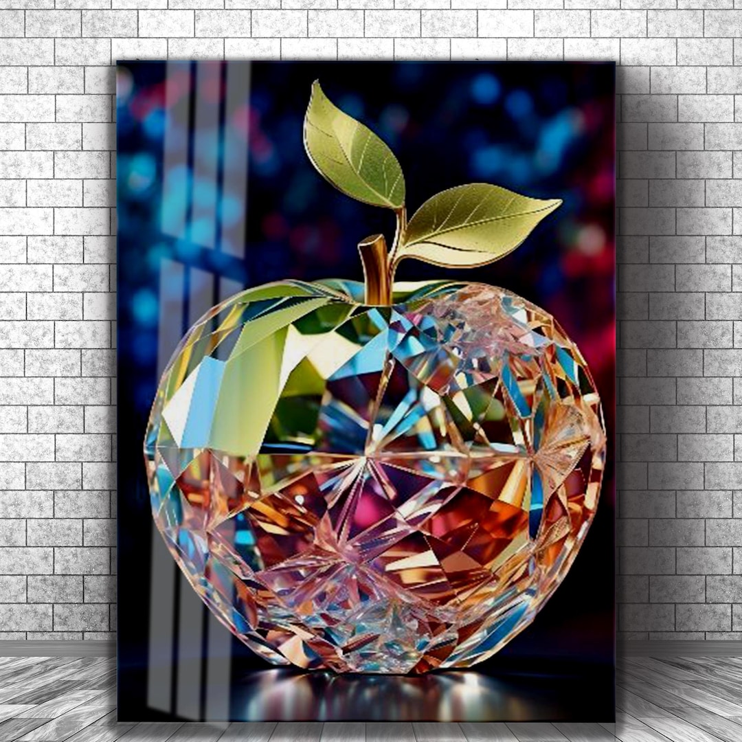 Crystal Apple Tempered Glass Wall Art: Modern Colorful Decor - Etsy