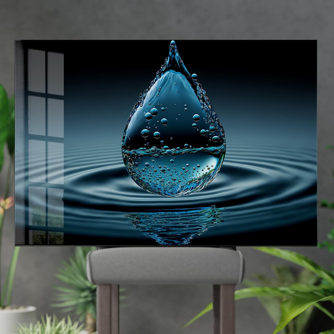 Tempered Glass Water Drop Wall Art: Minimalist Zen Decor - Etsy