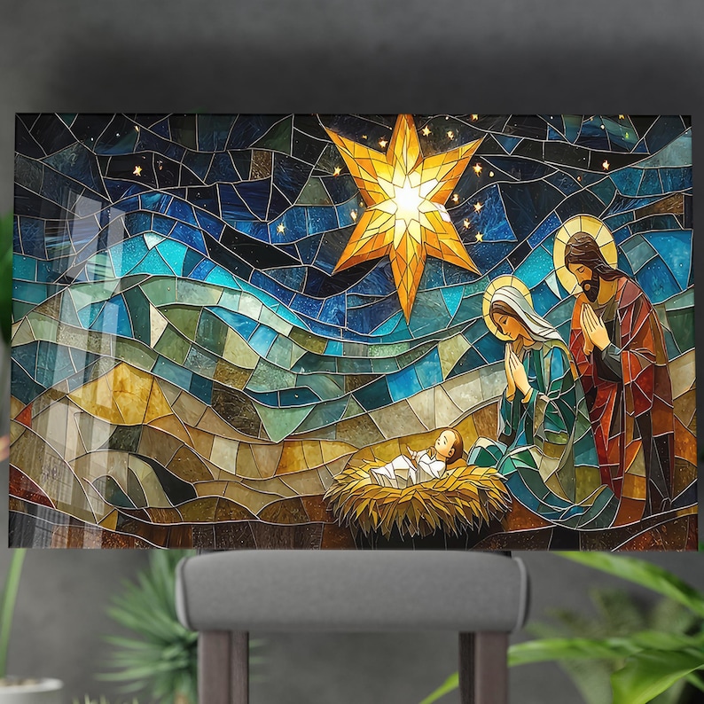 Tempered Glass Holy Family Wall Art: Christmas Nativity Scene - Etsy