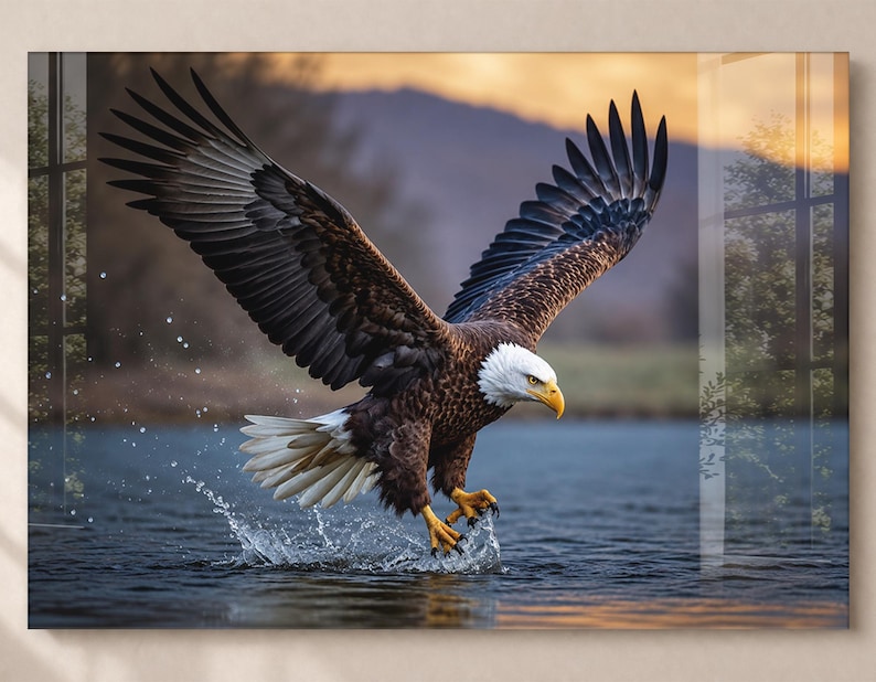 Eagle Tempered Glass Wall Art, Majestic Wildlife Nature Landscape Decor ...