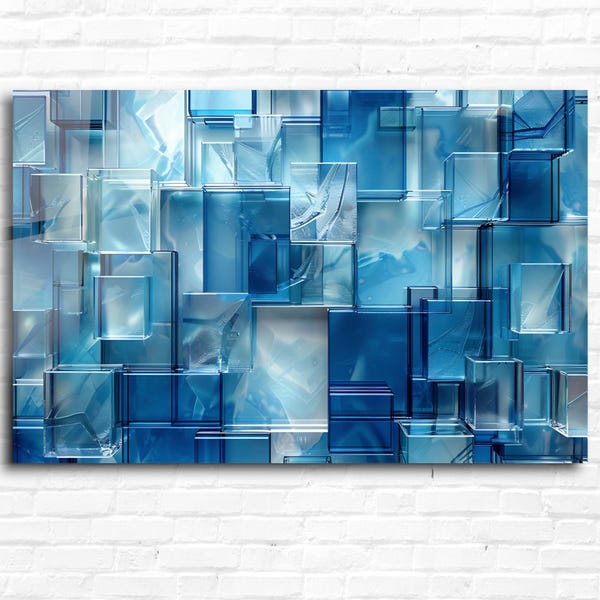 Blue Geometric Art - Etsy