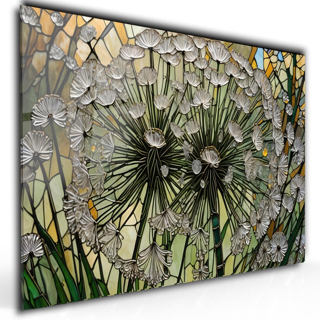 Dandelion Tempered Glass Wall Art: Stained Glass Style Home Decor - Etsy