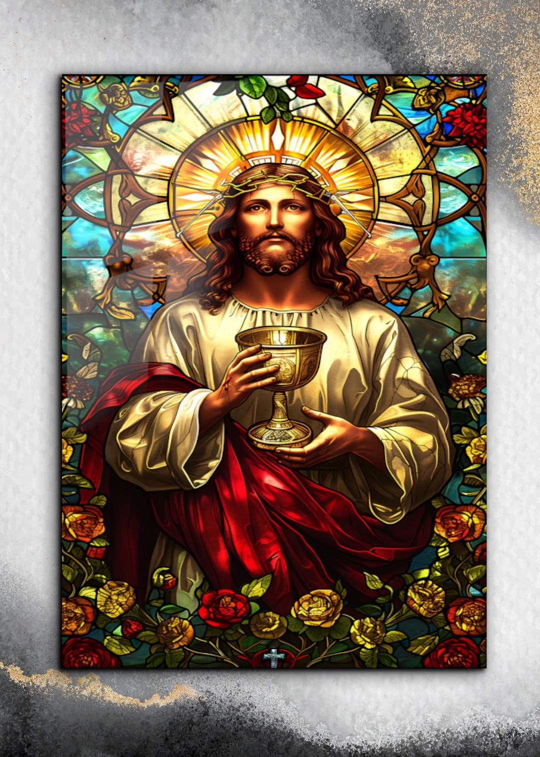 Jesus Christ Stained Glass Wall Art: Christian Home Decor - Etsy UK
