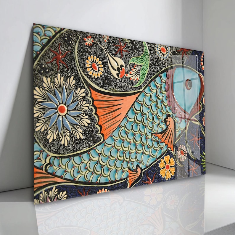 Tempered Glass Mosaic Fish Wall Art | Vibrant Ocean Decor - Etsy UK