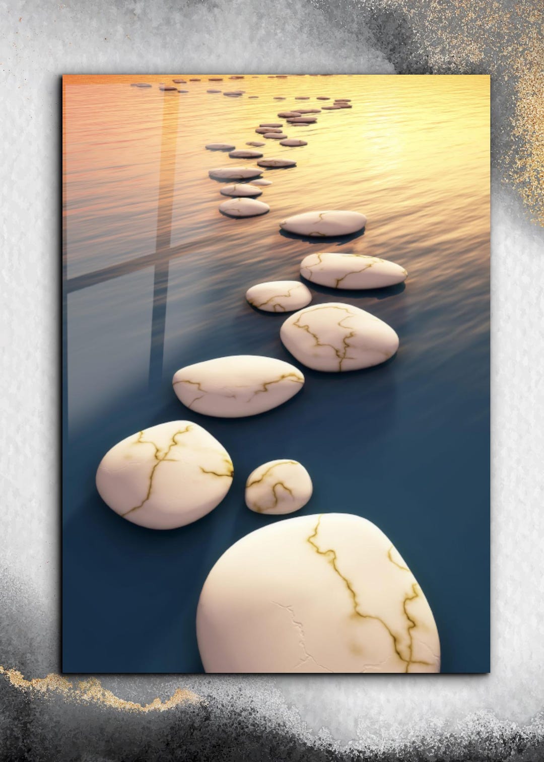 Zen Stepping Stones Tempered Glass Wall Art: Modern Minimalist Decor - Etsy