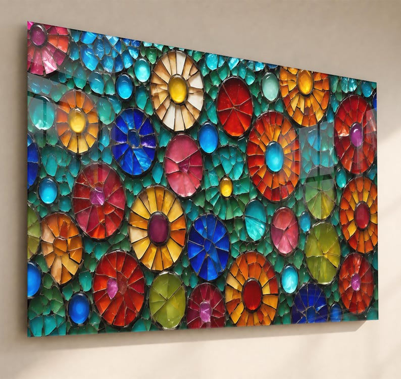 Bunte Mosaik-Glas-Wand-Kunst, Glasmalerei-Art-Dekor, abstrakte ...