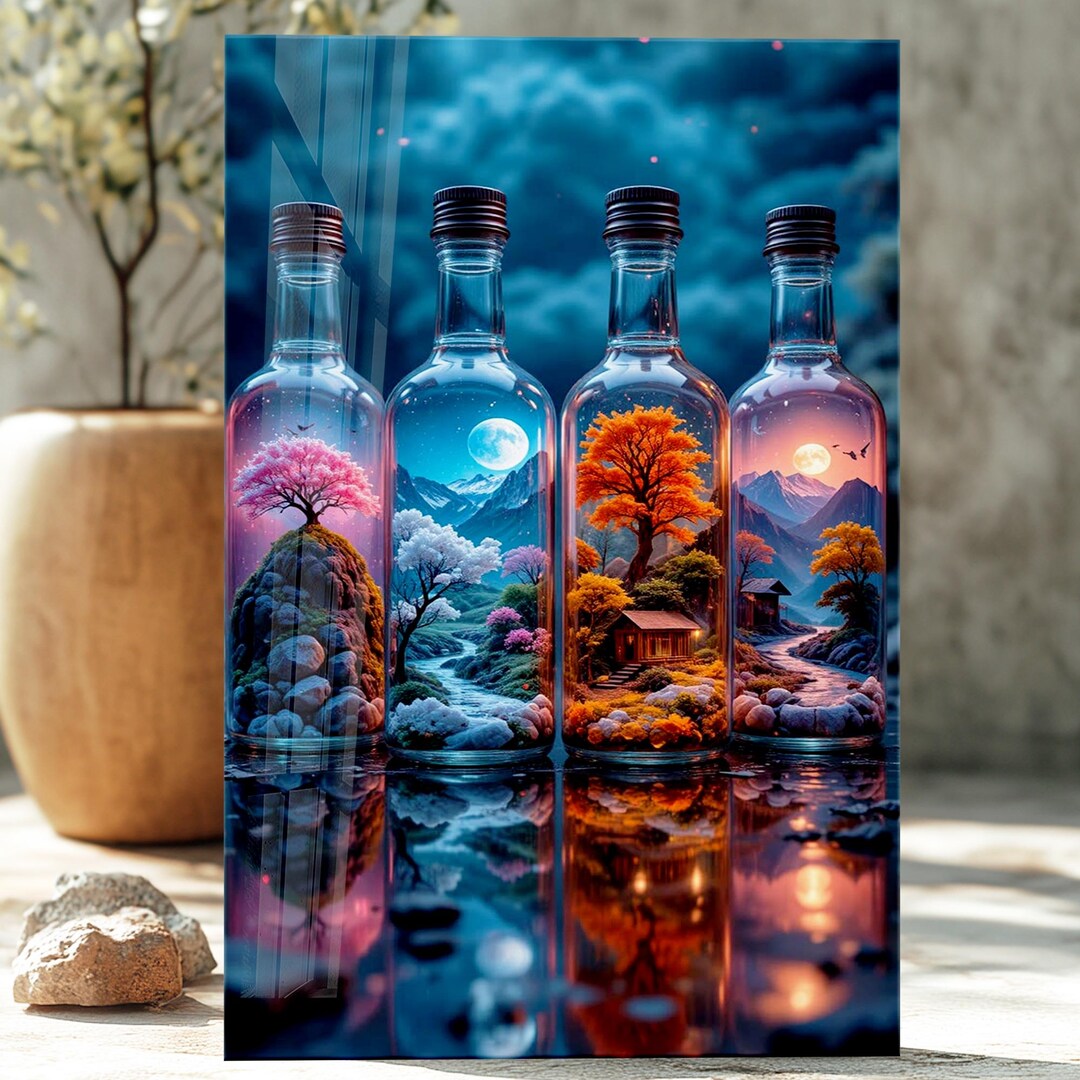 Cuatro estaciones en una botella: arte mural de vidrio templado ...