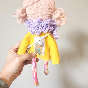 Miniature Handmade Doll Pink Hair Doll Rag Doll - Etsy
