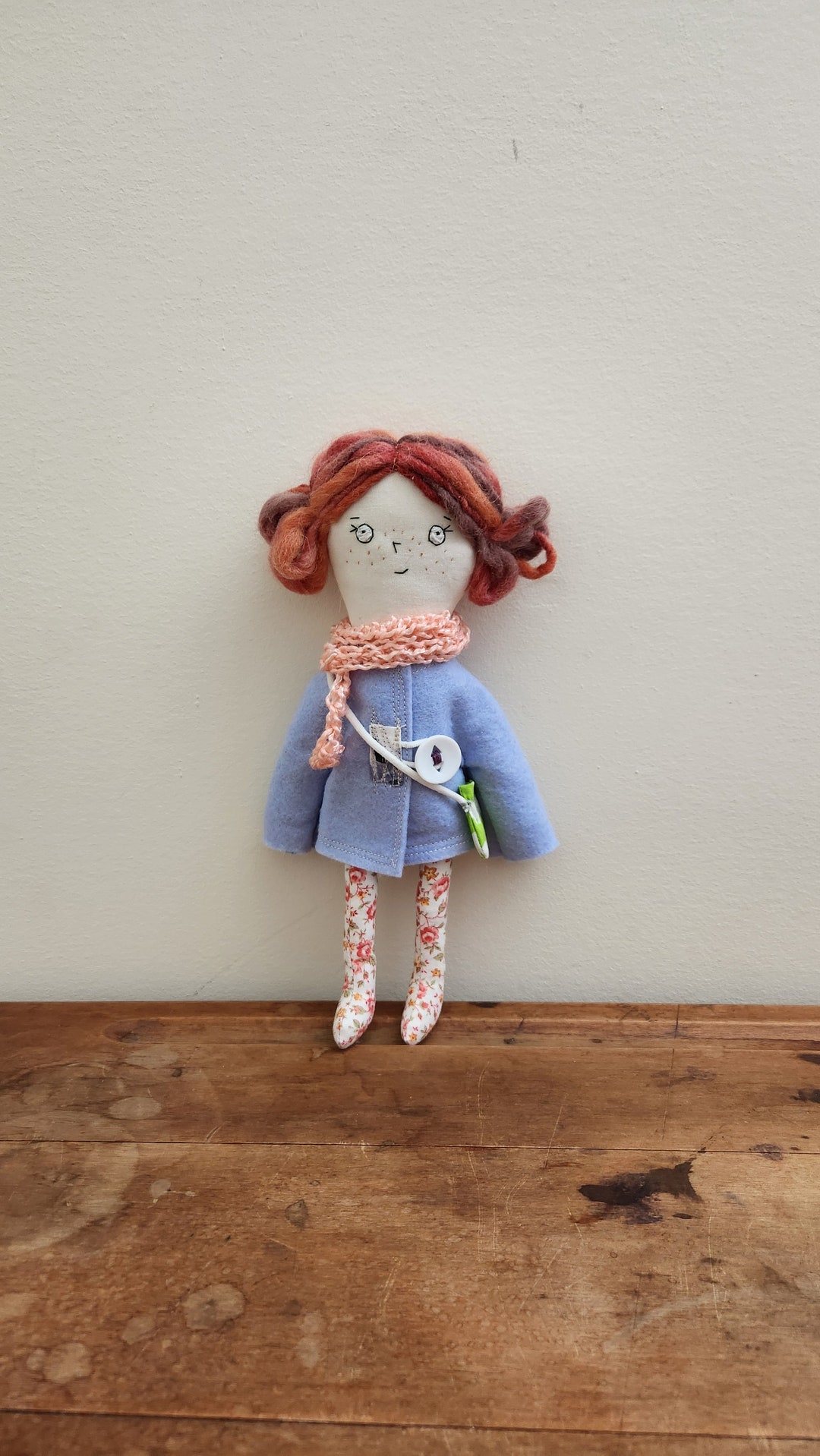 Miniature Handmade Doll Pink Hair Doll Rag Doll - Etsy