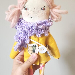 Miniature Handmade Doll Pink Hair Doll Rag Doll - Etsy