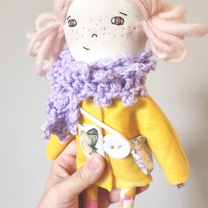 Miniature Handmade Doll Pink Hair Doll Rag Doll - Etsy