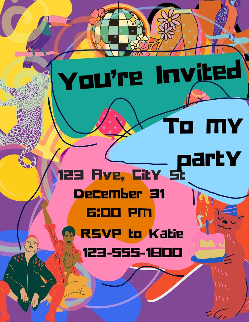 Funky, Unique Party Invitation - Etsy