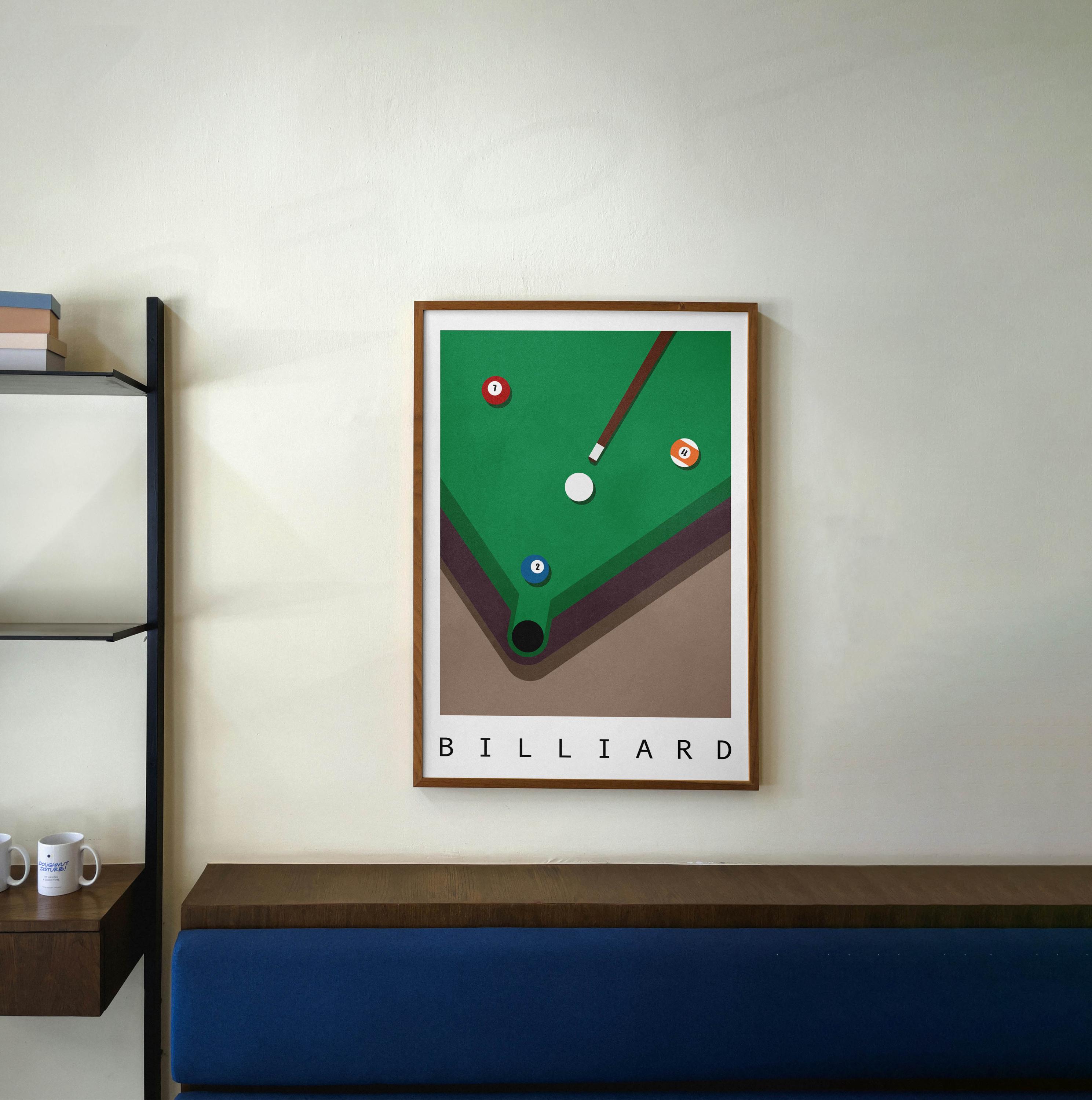 Minimalist Billiards Poster, Pool Table Wall Art, Modern Game Room Wall ...