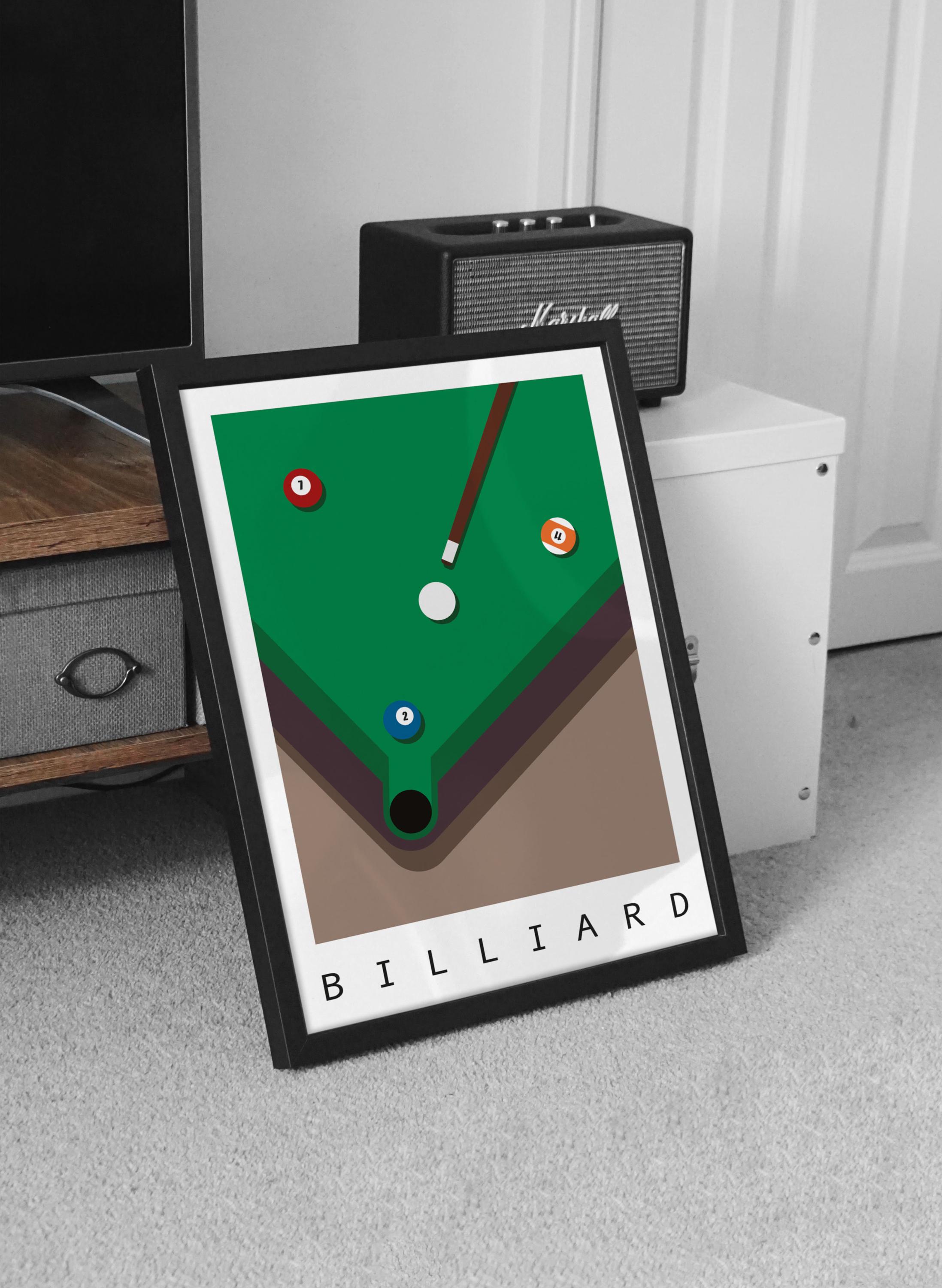 Minimalist Billiards Poster, Pool Table Wall Art, Modern Game Room Wall ...