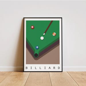 Minimalist Billiards Poster, Pool Table Wall Art, Modern Game Room Wall ...