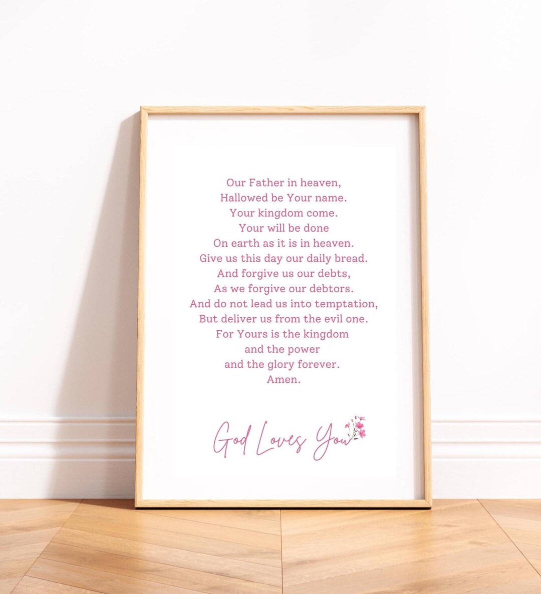 Our Father Prayer, Printable Christian Wall Art, Pretty Bible Verse Art ...