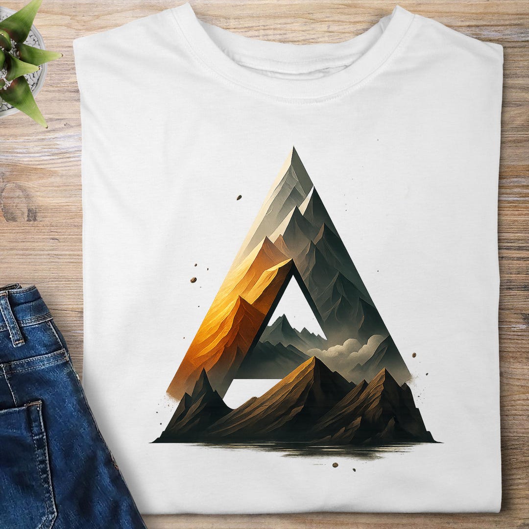 Geometric Mountain Art Print: Abstract Triangle Landscape (digital ...