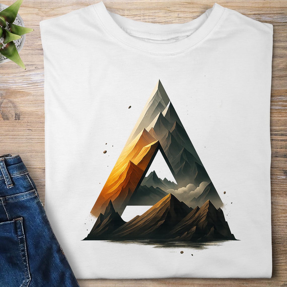 Geometric Mountain Art Print: Abstract Triangle Landscape (digital ...