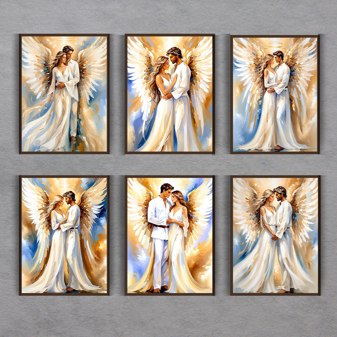 Angel Couple, Romantic Angel Couple Art, Digital Painting, Spiritual ...