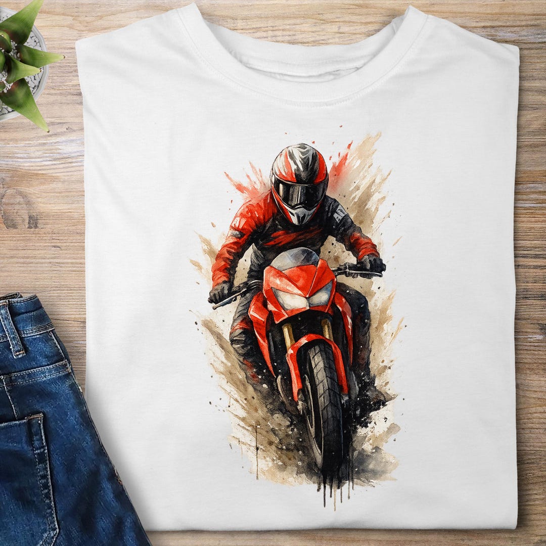 Dirt Bike Rider Art – Red Motorcycle Illustration (digital Download ...