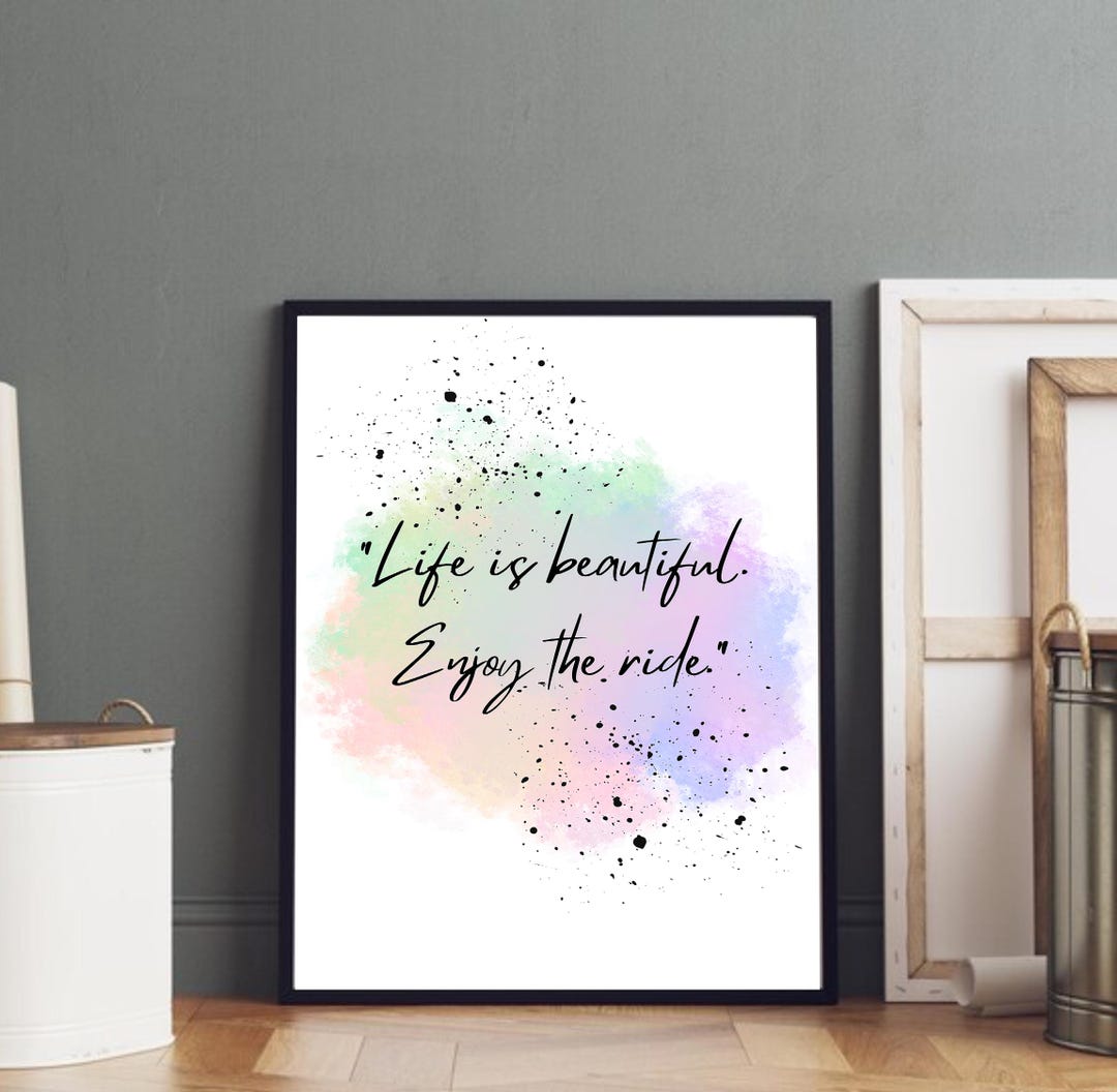 Life is Beautiful Quote Digital Wall Art - Pastel Watercolor ...