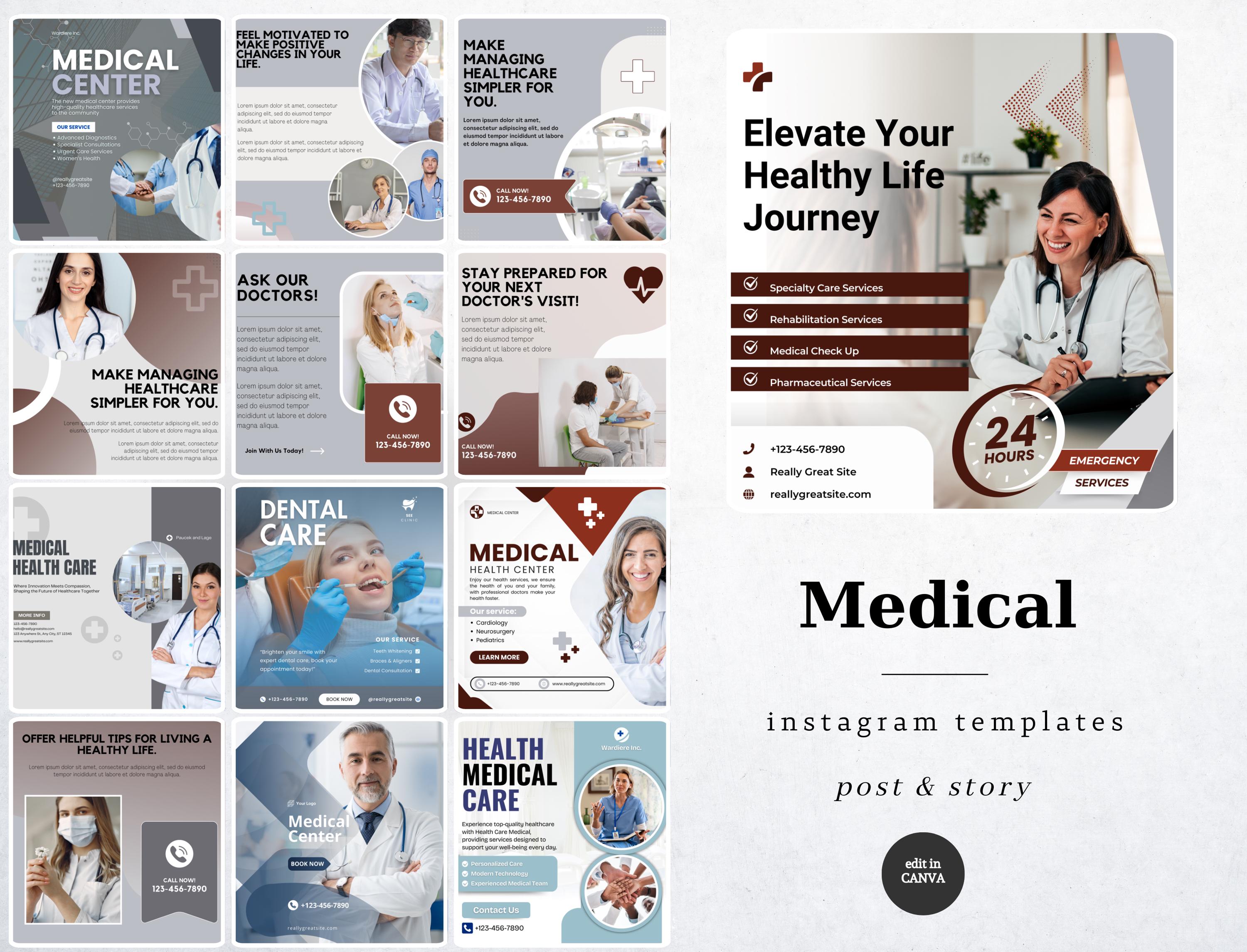 Medical Instagram Post & Story Template, Healthcare Content, Hospital ...
