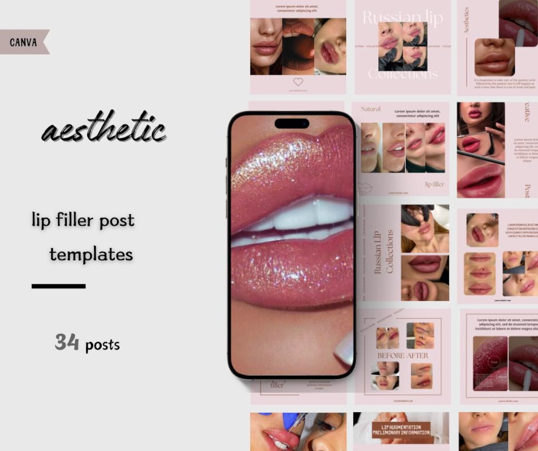 Aesthetic Lip Filler Post & Story Templates | Luxury Lip Filler ...