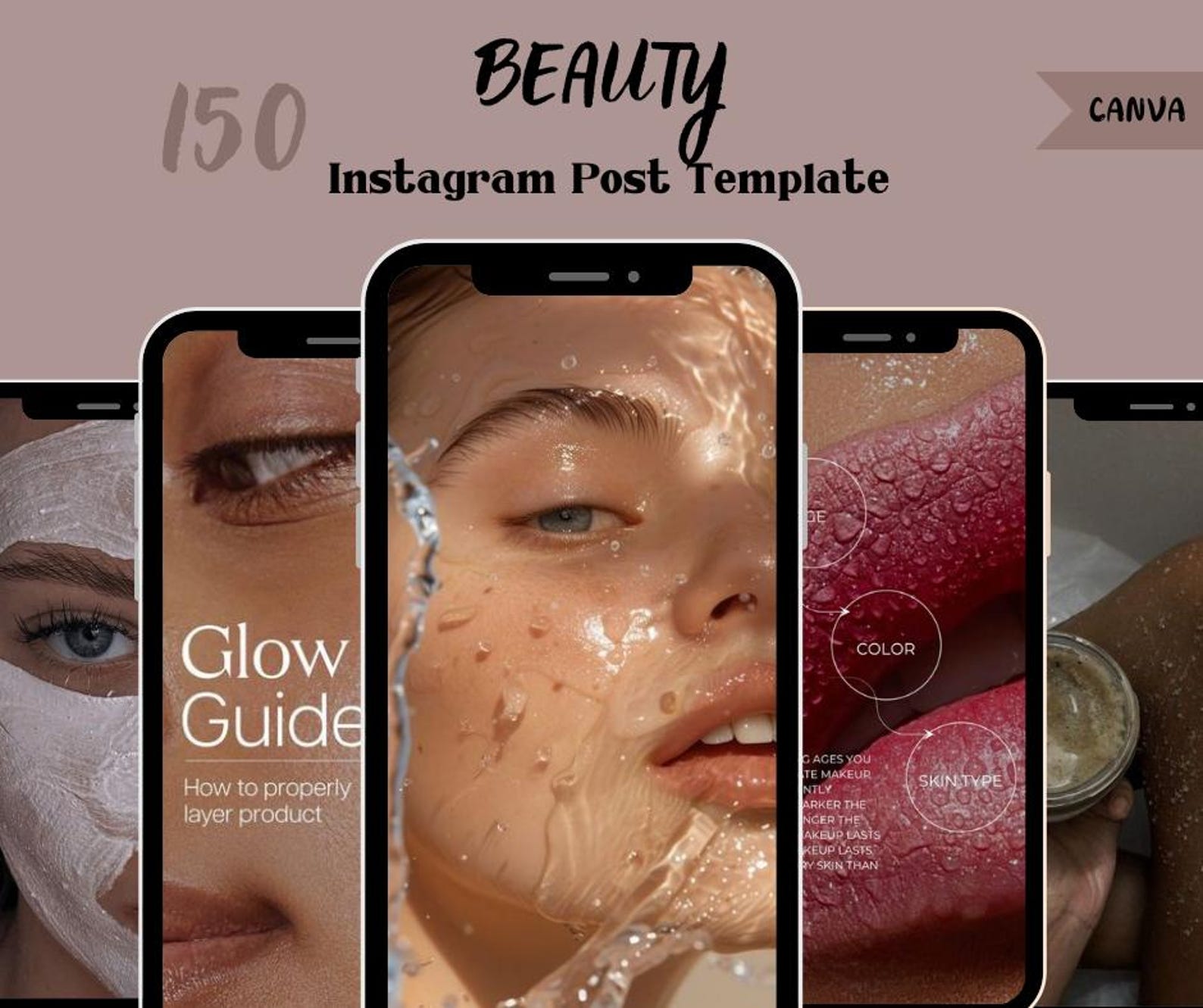 150 Natural Beauty Instagram Templates , MRR/PLR Digital Product ...