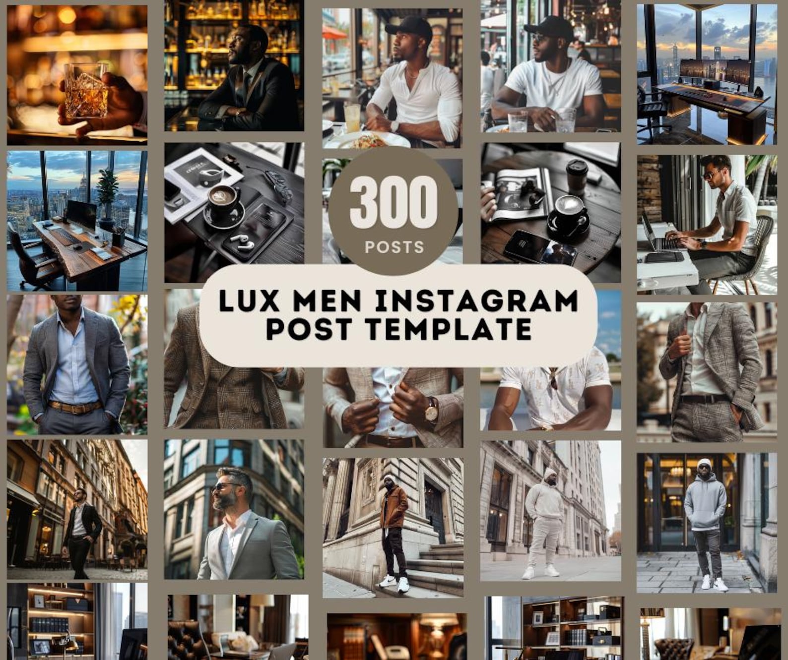 300 Lux Men Instagram Post Templates | MRR/PLR Digital Product Template ...