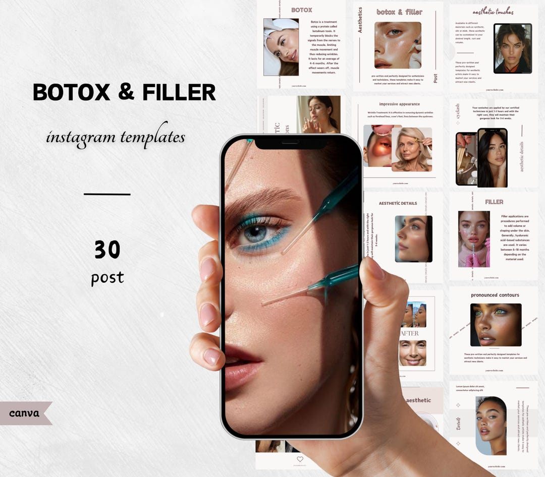 Botox & Filler Instagram Post Templates, Aesthetic Nurse and Lip ...