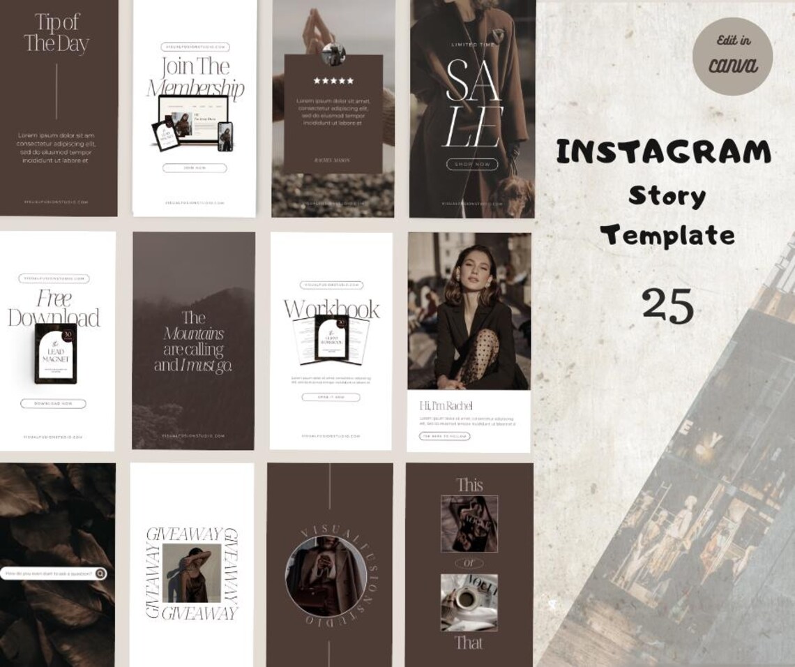 25 Instagram Story Templates Canva | MRR/PLR Digital Product Template ...