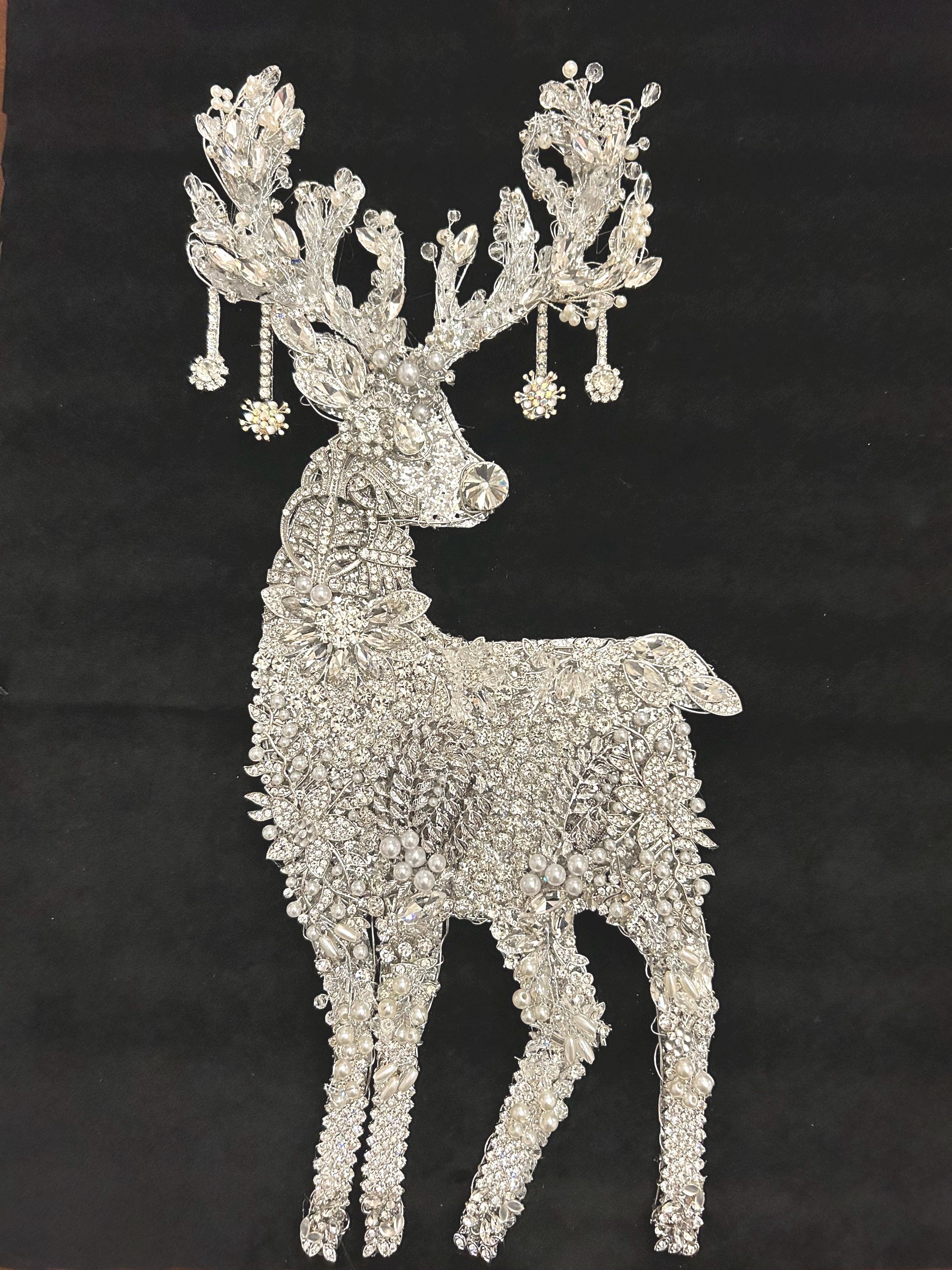 Large OOAK Jeweled Framed Jewelry Art Rhinestone Deer Facing Right - Etsy