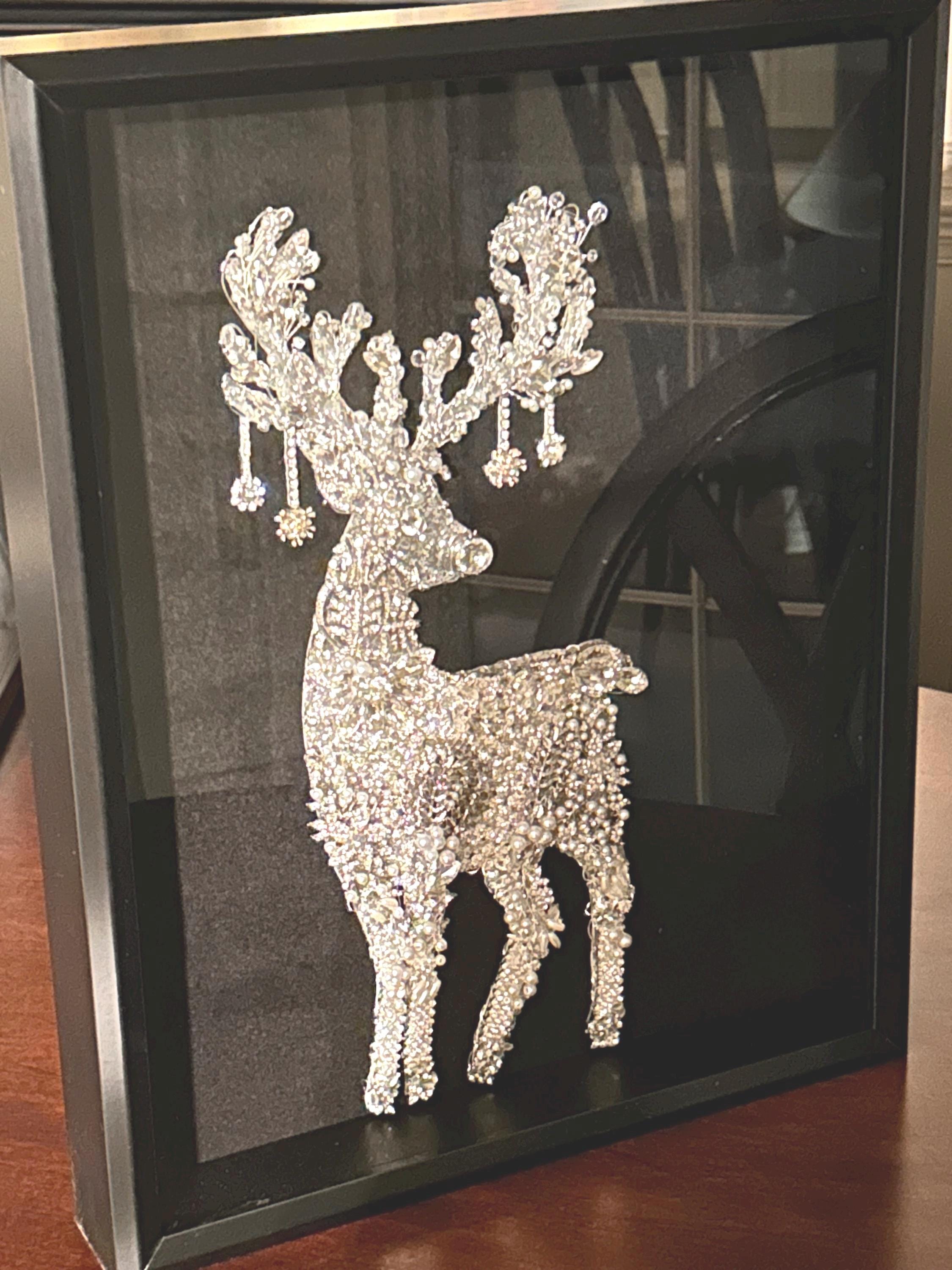 Large OOAK Jeweled Framed Jewelry Art Rhinestone Deer Facing Right - Etsy