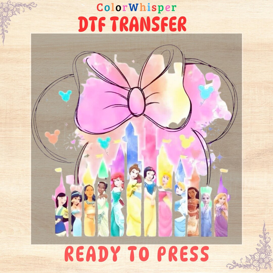 Disney Princess DTF Transfers – Watercolor Ready to Press Heat Transfer ...