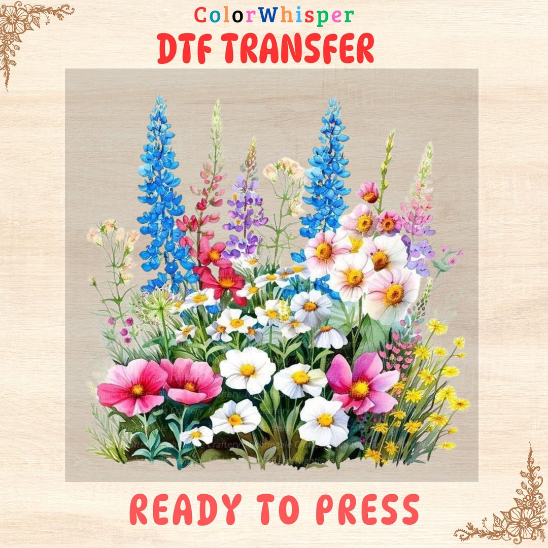 Wildflower DTF Transfer, Colorful Spring Floral Shirt, Ready to Press ...