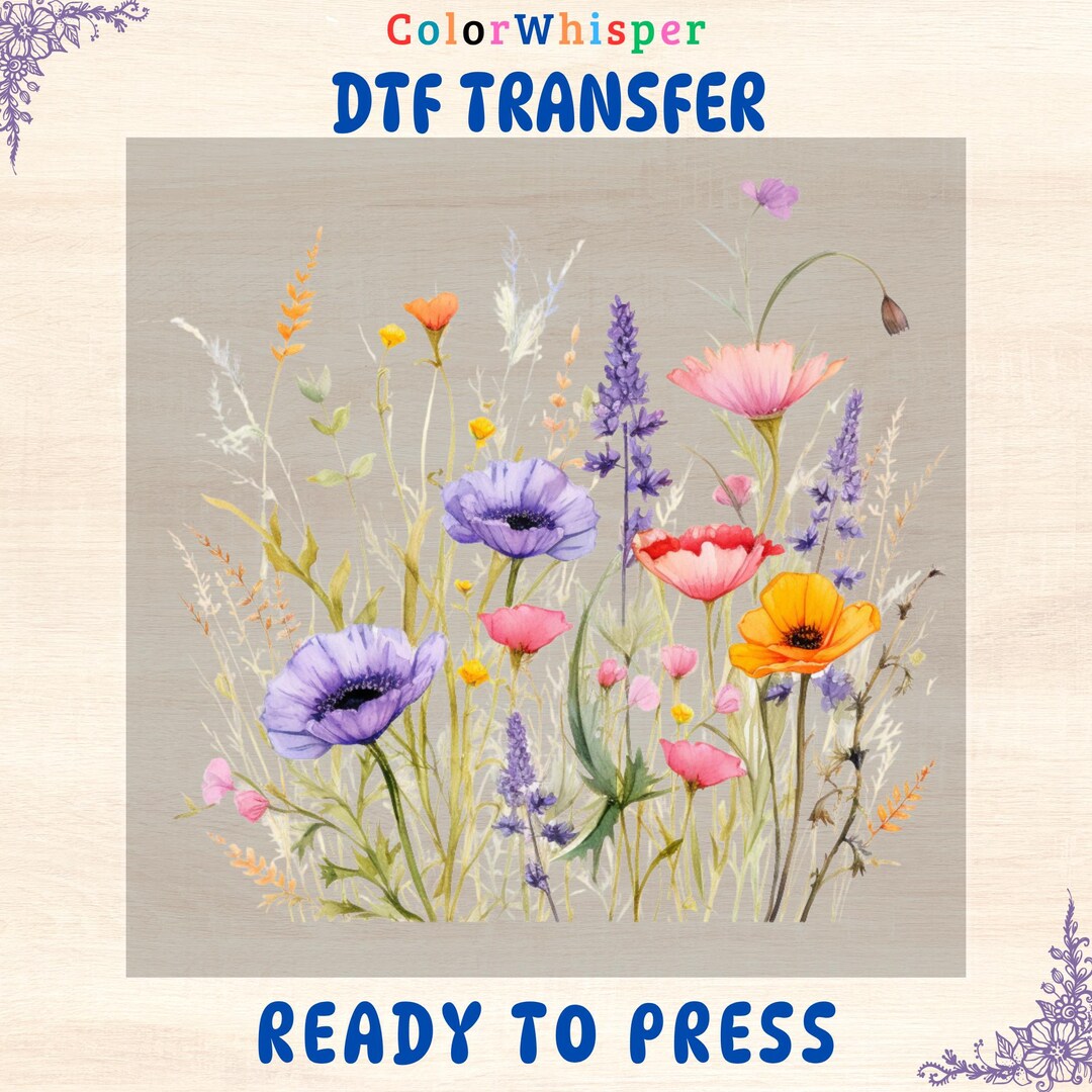Wildflower DTF Transfer: Spring Floral Design, Ready to Press - Etsy