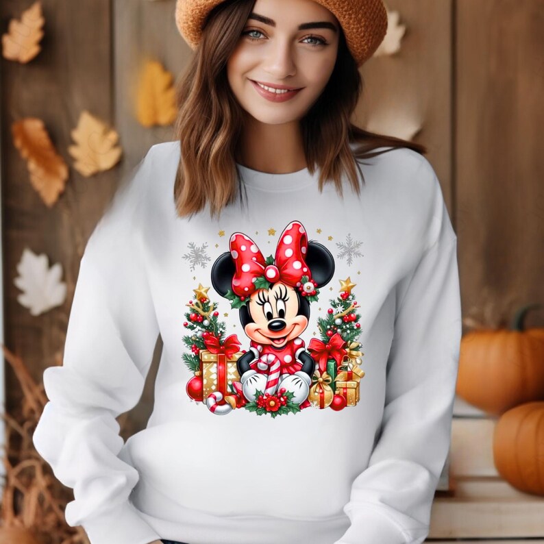 Christmas Minnie Mouse DTF Transfer • Disney Holiday Iron-on • DIY ...