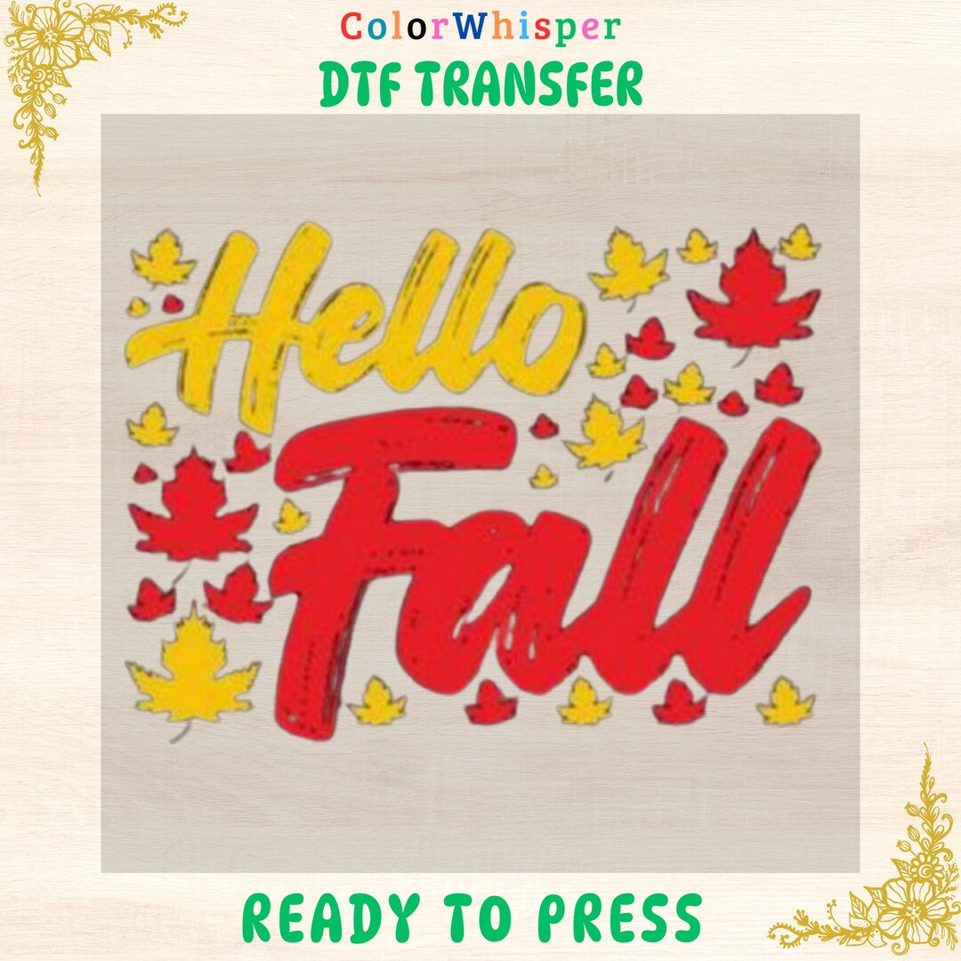 Hello Fall DTF Transfer: Autumn Leaves Iron-on for Thanksgiving - Etsy