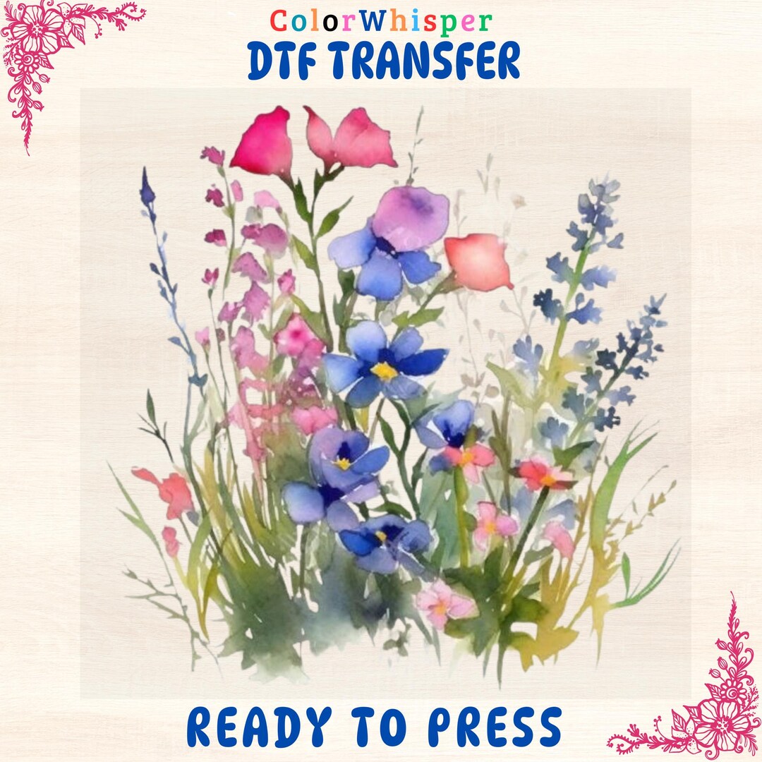 Flowers DTF Transfer, Vibrant Spring Floral Design Iron On, Ready to ...