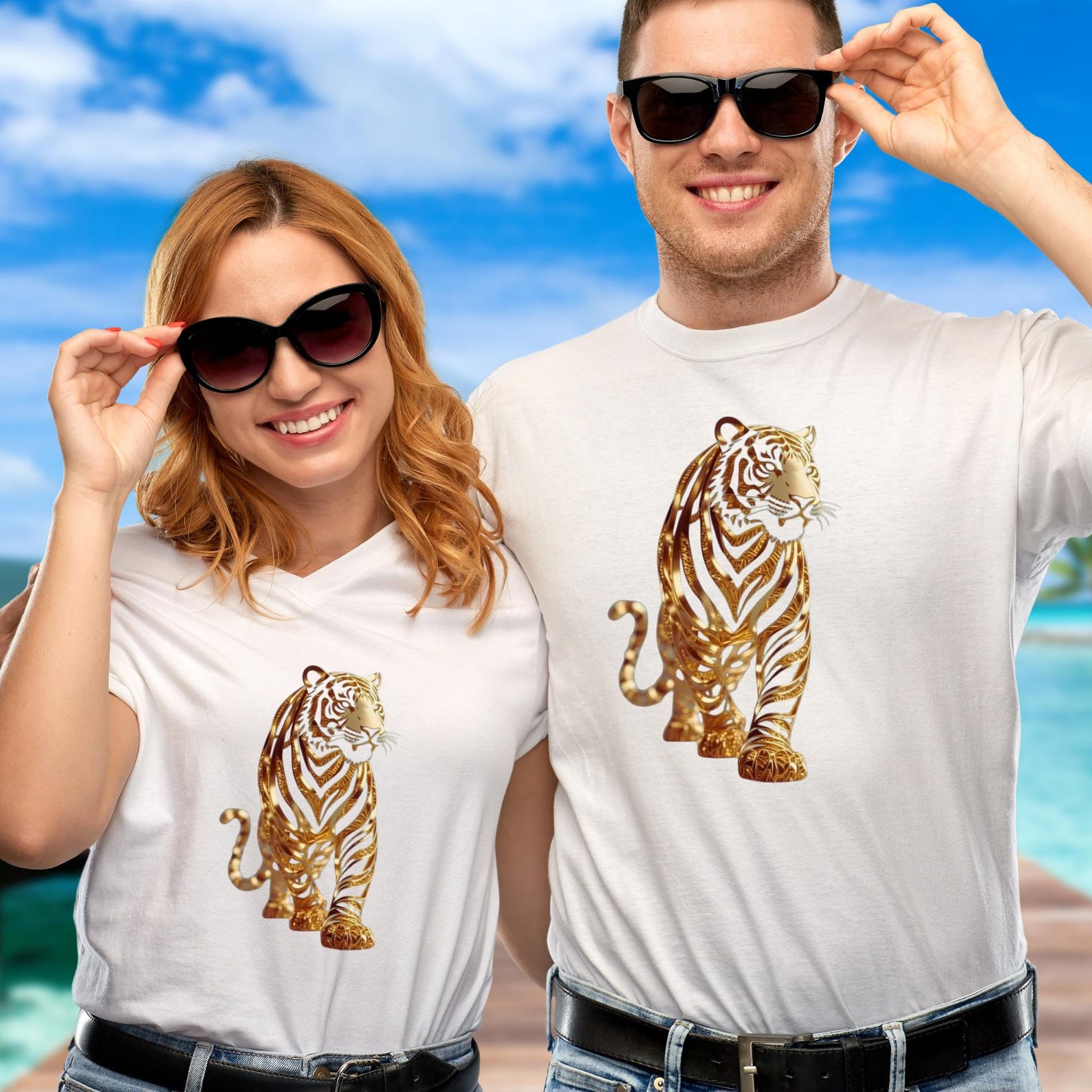 Gold Tiger DTF Transfer: Power & Elegance Animal Shirt Design - Etsy
